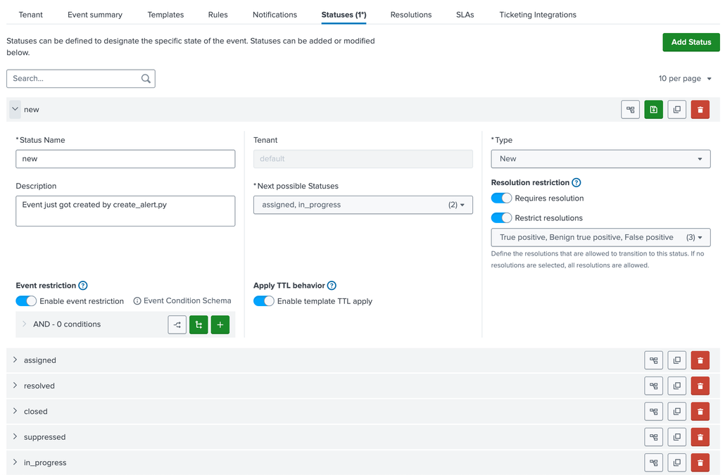 Statuses | Datapunctum Docs